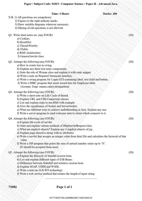 University Of Mumbai T Y B Sc Computer Science Paper II Advanced Java Old Question Papers June