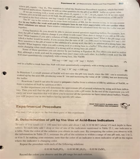 Solved Experiment 25 pH Measurements- Buffers and Their | Chegg.com