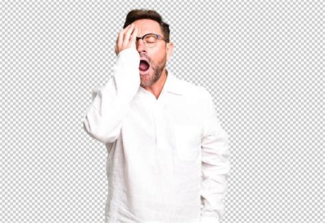 Premium Psd Looking Sleepy Bored And Yawning With A Headache And One