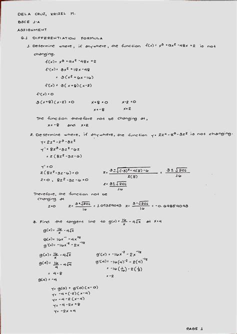 Differentiation Formula And Product Rule Assignments Calculus For