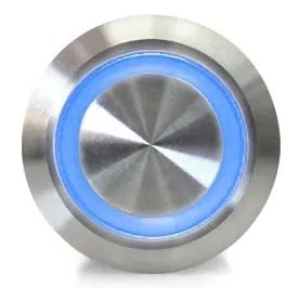 Push Button On Off Self Lock V LED Blue Stainless Steel Mm OTRONIC