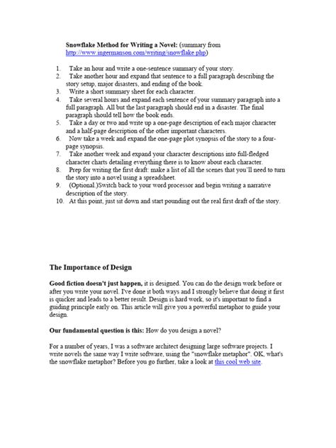 Snowflake Method Pdf Books Spreadsheet