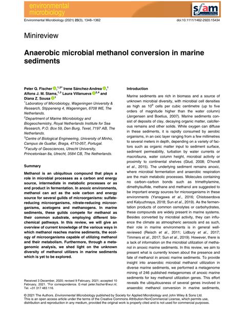 Pdf Anaerobic Microbial Methanol Conversion In Marine Sediments