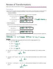 Comprehensive Study Of Transformations In Functions Course Hero