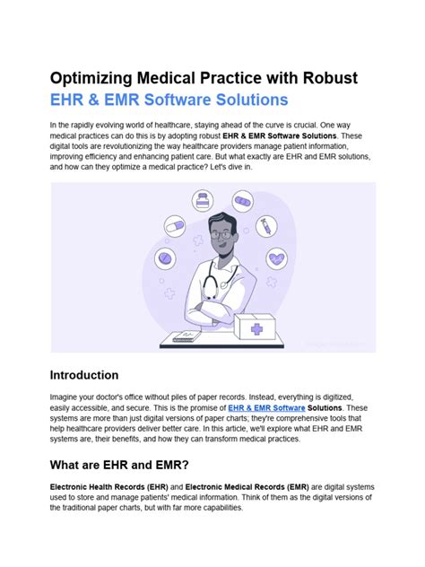 Optimizing Medical Practice With Robust Ehr And Emr Software Solutions