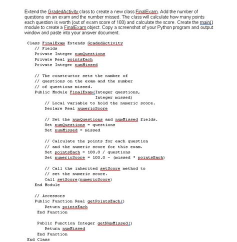 solved extend the gradedactivity class to create a new class