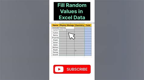 Exceltricksfill Random Values In Excel Datarandbetween Excelexcelformulaexceltips Excel
