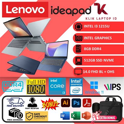 Jual Laptop Terbaru Lenovo Idepad Slim 3 14 Intel I3 1215U 16GB 512GB 14 0 FHD Win 11 OHS