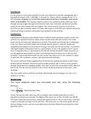 Optimal Portfolio Management Stocks Selection And Optimization Course Hero