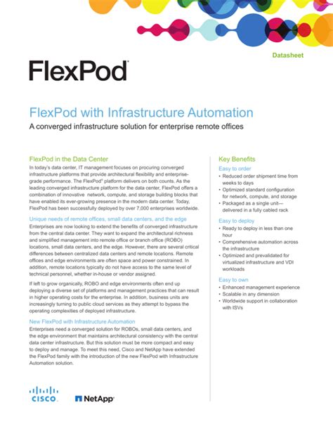 FlexPod With Infrastructure Automation Datasheet FlexPod In The Data Center