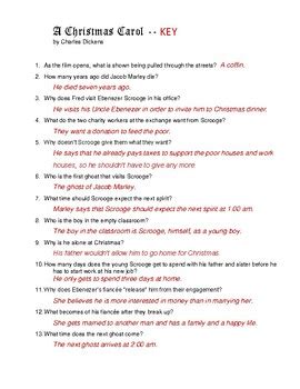 A Christmas Carol Answer Key For Viewing Guide 1984 Version TPT