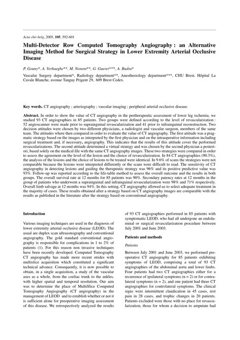 Pdf Multi Detector Row Computed Tomography Angiography An Alternative Imaging Method For