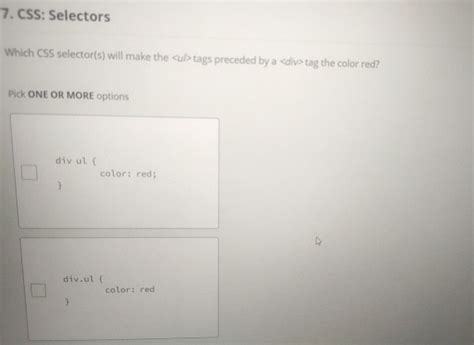 Solved CSS SelectorsWhich CSS Selector S Will Make The Chegg Com