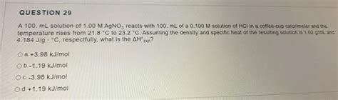 Solved A 100 Ml Solution Of 1 00magno3 Reacts With 100 Ml