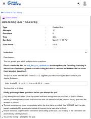 Data Mining Quiz 1 Clustering Data Mining Great Learning Pdf Go Back To Data Mining Course