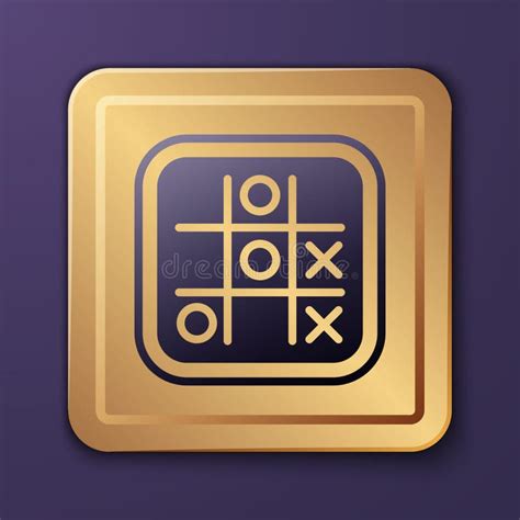Purple Tic Tac Toe Game Icon Isolated On Purple Background Gold Square