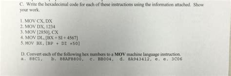 Write The Hexadecimal Code For Each Of These