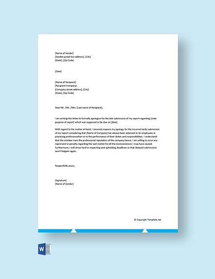 Free Apology Letter Template For Being Late In Submission Word Doc