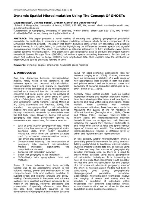 pdf dynamic spatial microsimulation using the concept of ghosts