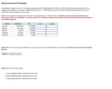 Solved Section Exercise 13 12 Algoa Regression Model To
