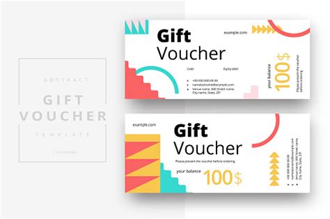 추상 선물 상품권 카드 템플릿입니다 현대 할인 쿠폰 또는 인증서 레이아웃 기하학적 모양 패턴 정보 샘플 텍스트 벡터 패션 밝은 배경 디자인 광고에 대한 스톡 벡터 아트 및