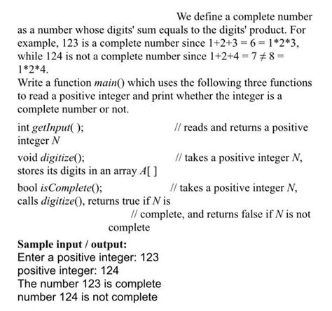 Solved We Define A Complete Number As A Number W Solutioninn