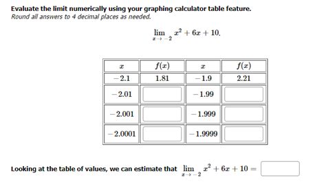 solved evaluate the limit numerically using your graphing