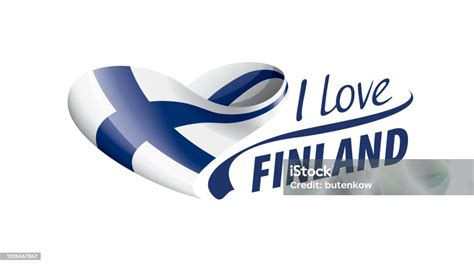 하트 모양의 핀란드 국기와 비문 나는 핀란드를 사랑해요 벡터 일러스트레이션 국가 관광명소에 대한 스톡 벡터 아트 및 기타 이미지
