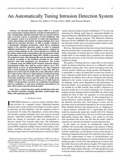 Pdf An Adaptive Automatically Tuning Intrusion Detection System