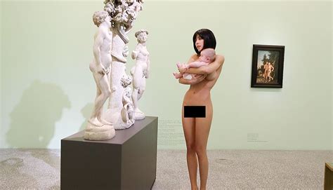 Performance Artist Walks Naked Through Gallery Holding A Baby For Art Artfido