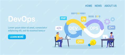 premium vector devops concept programmers practice of development and