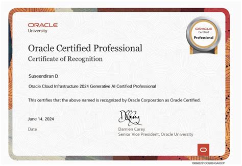 Suseendiran D On Linkedin Excited To Share That Ive Successfully Completed The Oracle