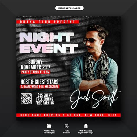 Premium Psd Night Event Conference Flyer And Social Media Web Banner Template