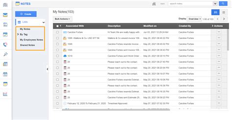 Left Panel View Apptivo