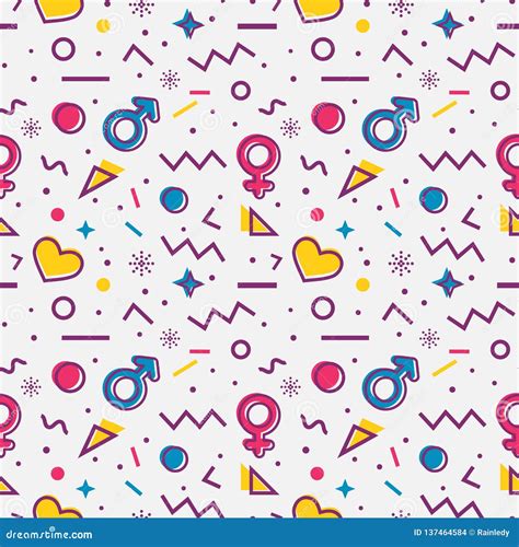 Seamless Pattern With Gender Symbols And Hearts Vector Stock Vector