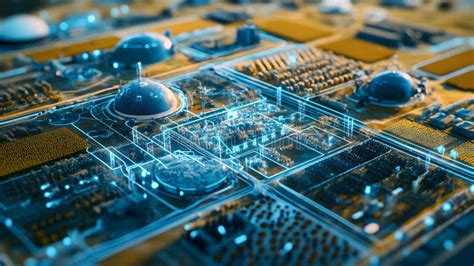 Abstract Blue And Gold Digital Circuit Board Technology Background Stock Illustration