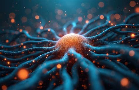 Depiction Of Neural Network With Glowing Connections Data Processed By Artificial Intelligence