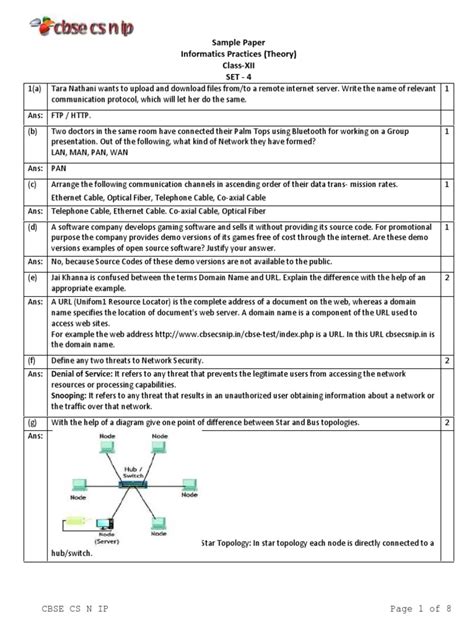 sample paper class xii informatics practices theory pdf html element computer network