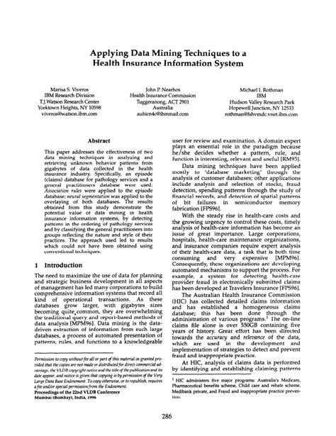 Pdf Applying Data Mining Techniques To A Health Insurance Information System