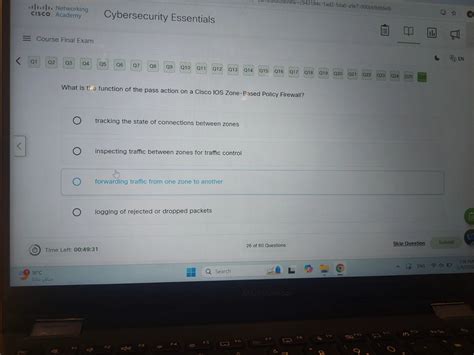 What Is The Function Of The Pass Action On A Cisco IOS Zone Based Policy Firewall Tracking The