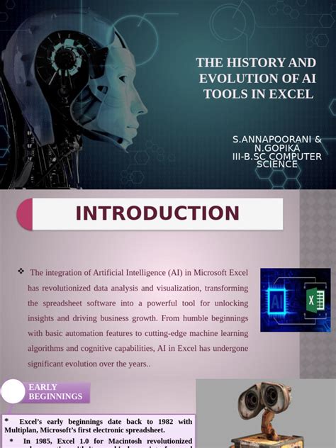 History And Evolution Of Ai In Excel S Annapooraniandn Gopika Seminar Ppt Pdf Microsoft