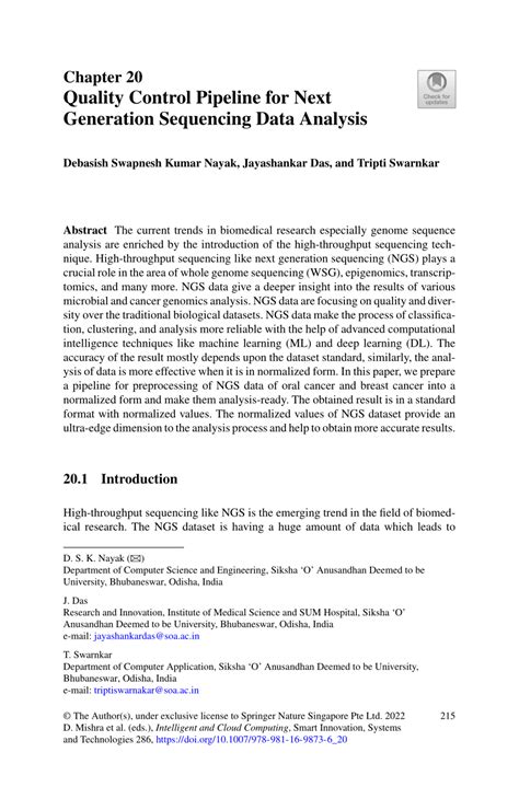 Pdf Quality Control Pipeline For Next Generation Sequencing Data Analysis