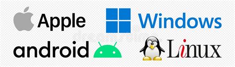 Linux Android Apple And Windows Logo Vector Editorial Illustration