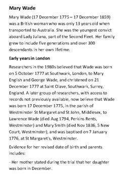 Mary Wade Handout By Stevens Social Studies Tpt