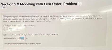Solved Section 2 3 Modeling With First Order Problem 11 1