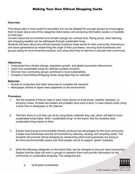 Access The Lesson Plan Character Counts