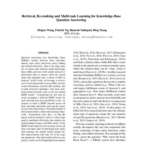 retrieval re ranking and multi task learning for knowledge base