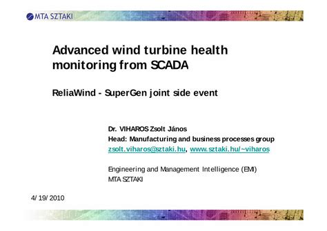 Pdf Advanced Wind Turbine Health Monitoring From Scada · Advanced Wind Turbine Health