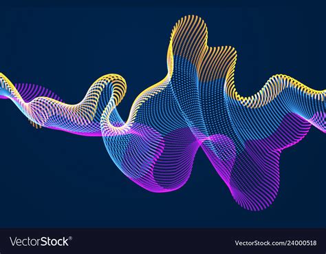 Dynamic Particles Sound Wave Flowing Over Dark Vector Image