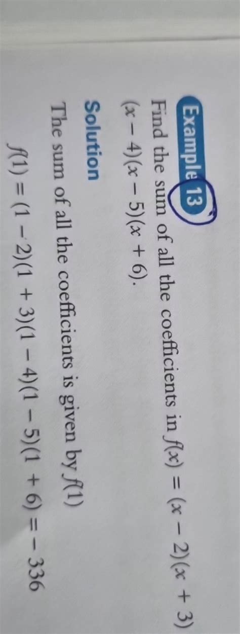 example 13 find the sum of all the coefficients in f x x 2 x 3 x 4